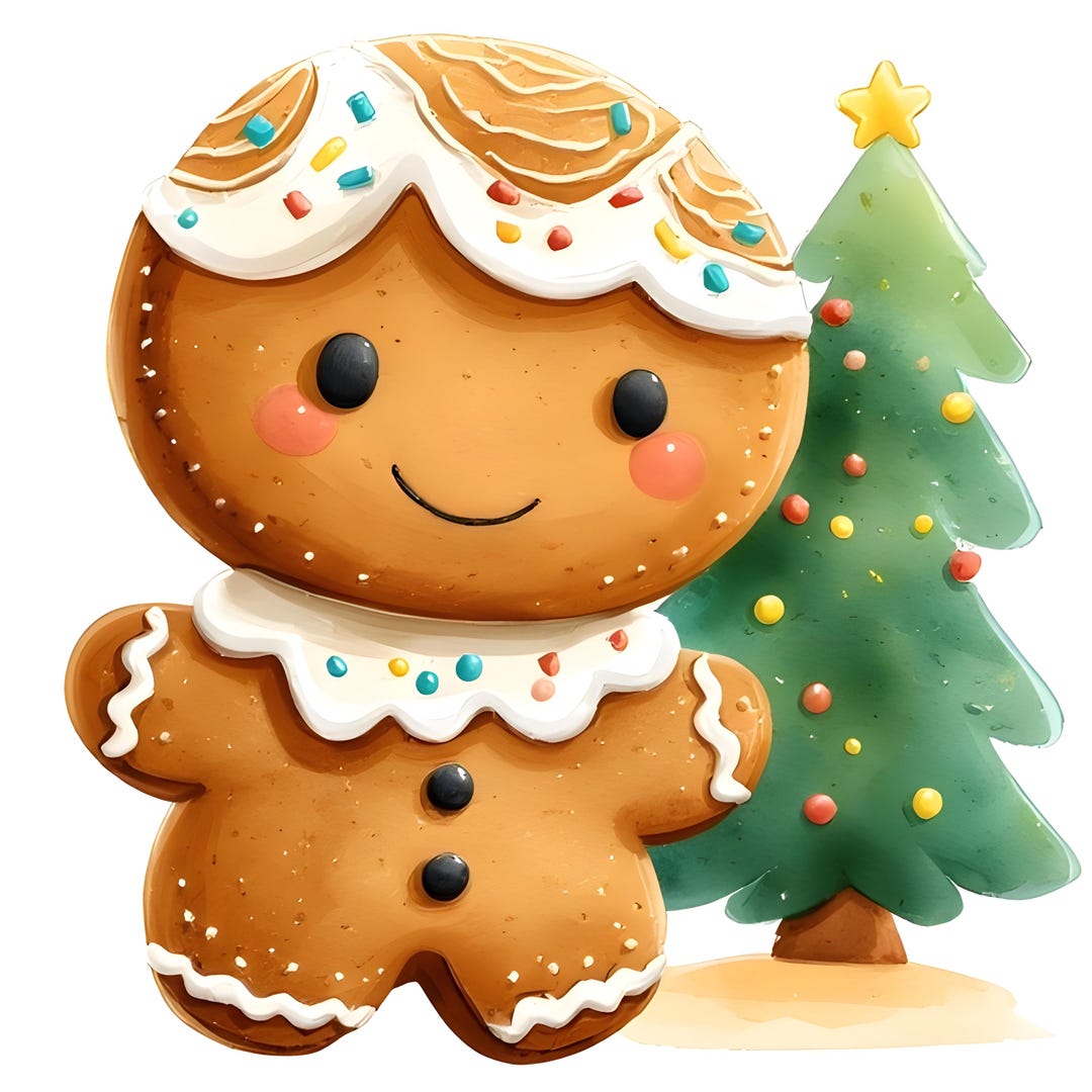 Gingerbread Christmas Clipart: Festive Baking Art, JPG Downloads Fot ...
