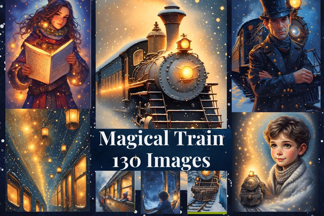 130 Winter Express Holiday Train Ride Magical Christmas Art Print ...