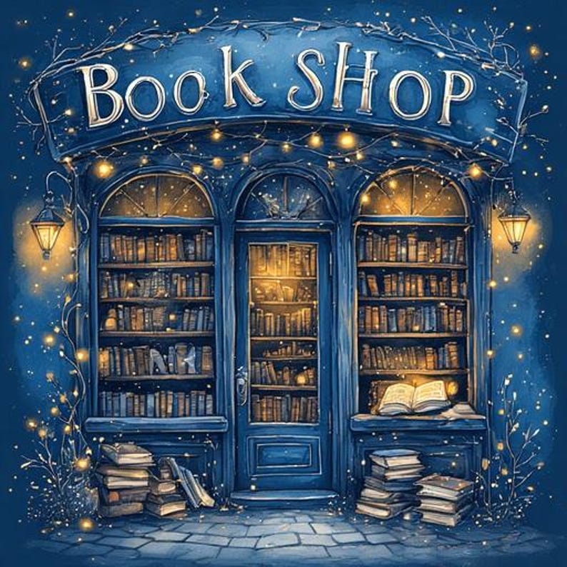 Enchanted Bookstore Clipart Magical Library Illustration Cozy Book Shop ...