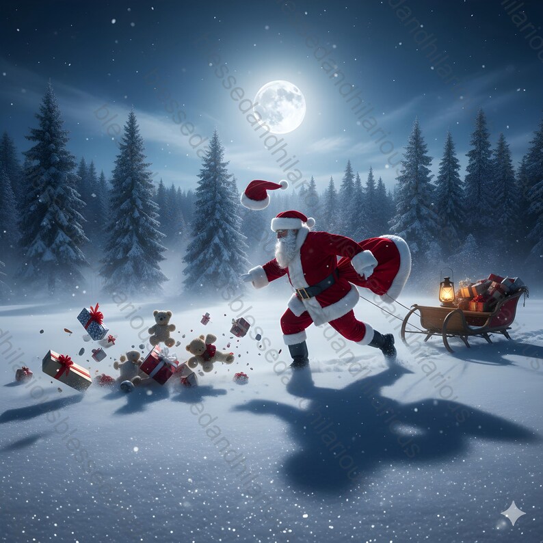 Funny Santa Christmas Cards Clipart Set 20 JPG Santa by Fireplace ...