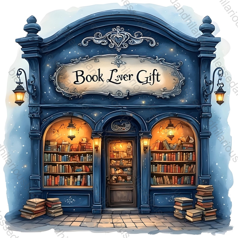 Enchanted Bookstore Clipart Magical Library Illustration Cozy Book Shop ...