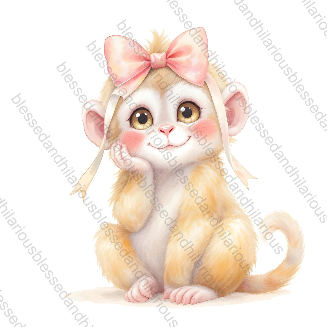 10 Cute Bow Animals Clipart Set Kawaii Pet Graphics for Scrapbooking ...