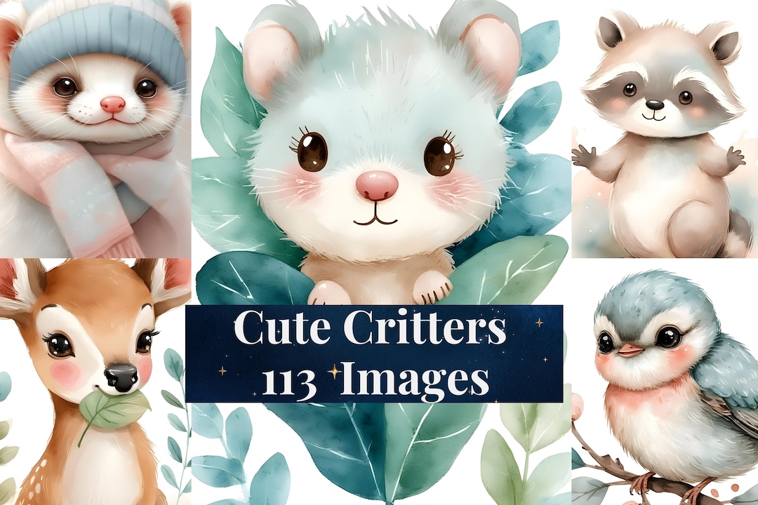 Cute Critters Animal Clipart Bundle Baby Woodland Animals Printable ...