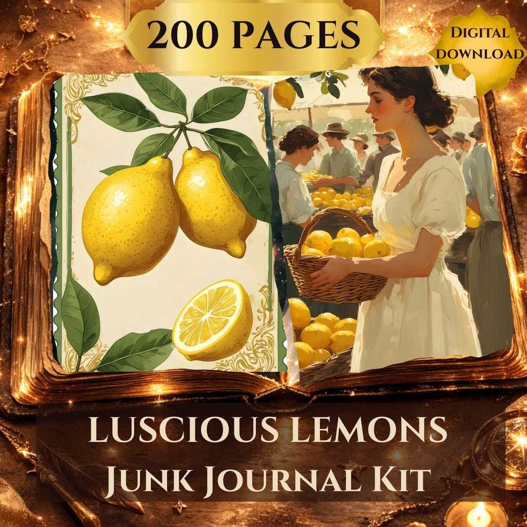 Vintage Lemon Junk Journal Kit Printable 200 Digital Download Citrus ...