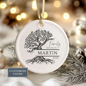 Personalized Family Reunion Tree Design Ceramic Ornament Custom Surname ...