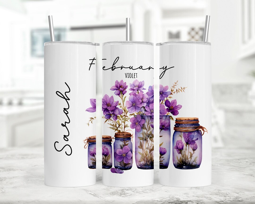 February Birth Flower Tumbler Gift Friend February Birthday Gifts for ...