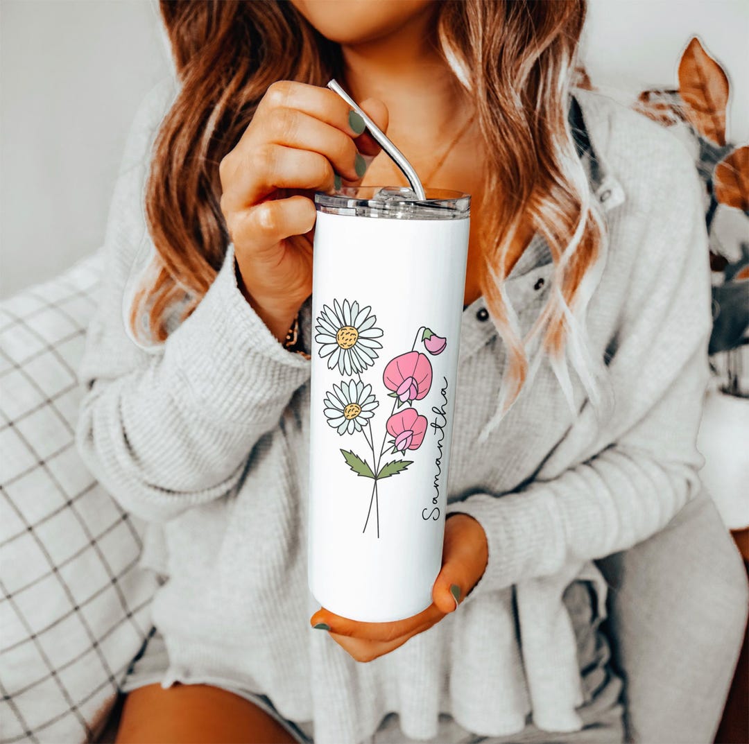 April Birth Flower Skinny Tumbler Gift Friend April Birthday Gifts for ...