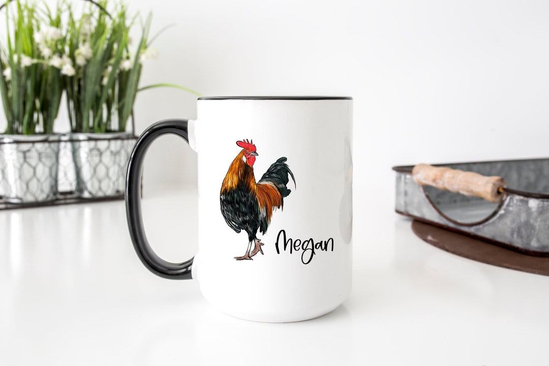 Personalized Rooster Mug Rooster Gift for Women Farmhouse Kitchen Decor ...