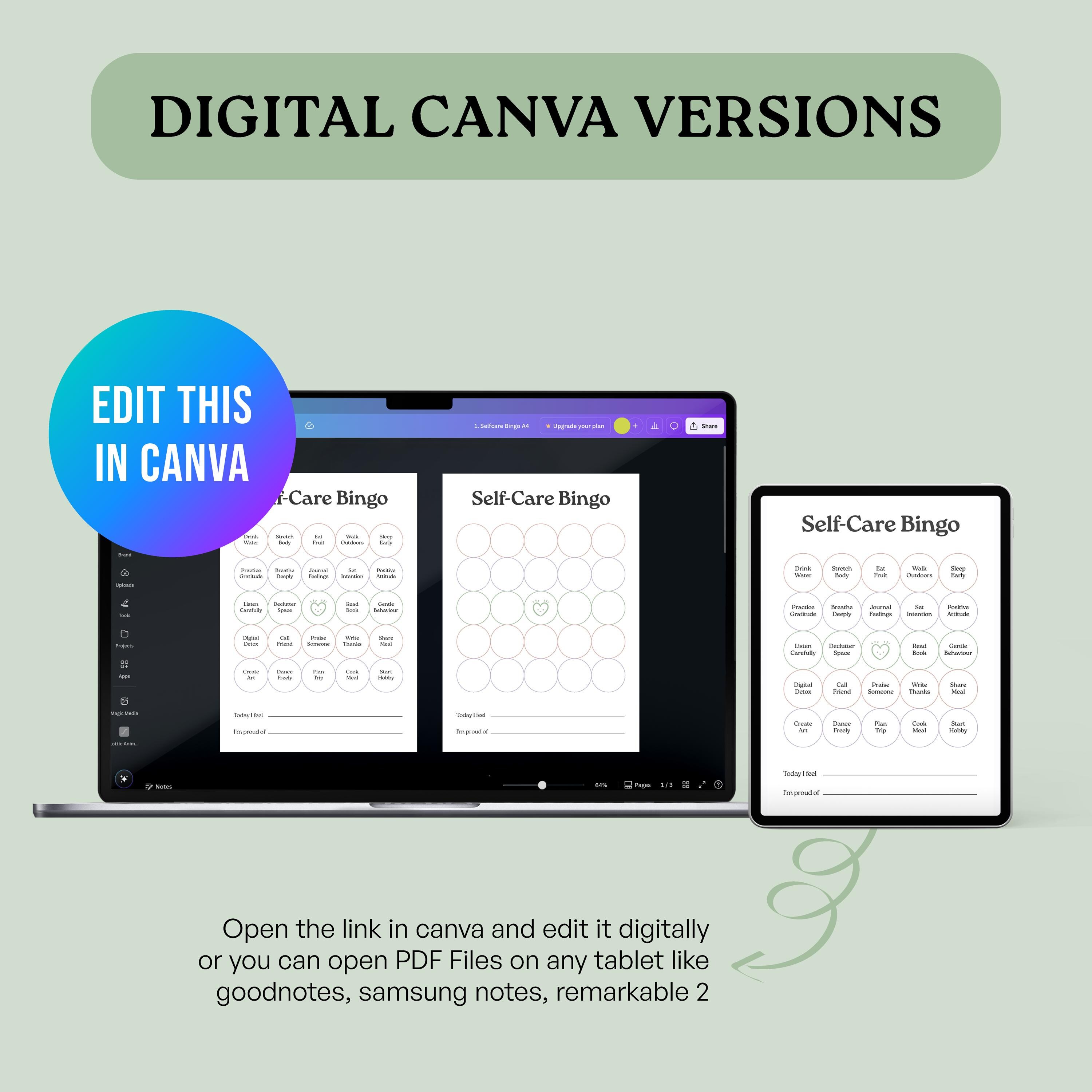 Self-care Bingo Printable: Wellness Challenge, Mental Health Activity ...