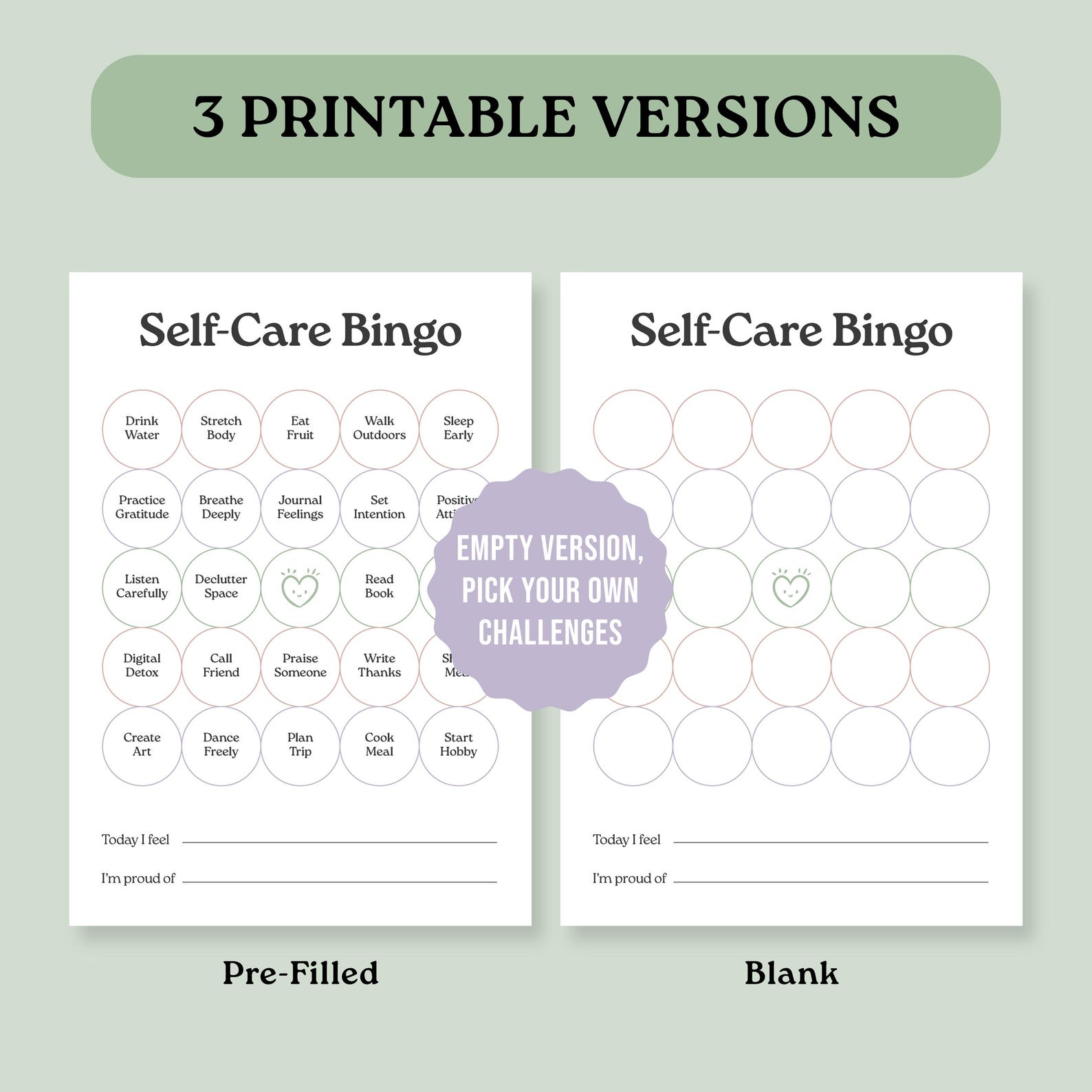 Self-care Bingo Printable: Wellness Challenge, Mental Health Activity ...