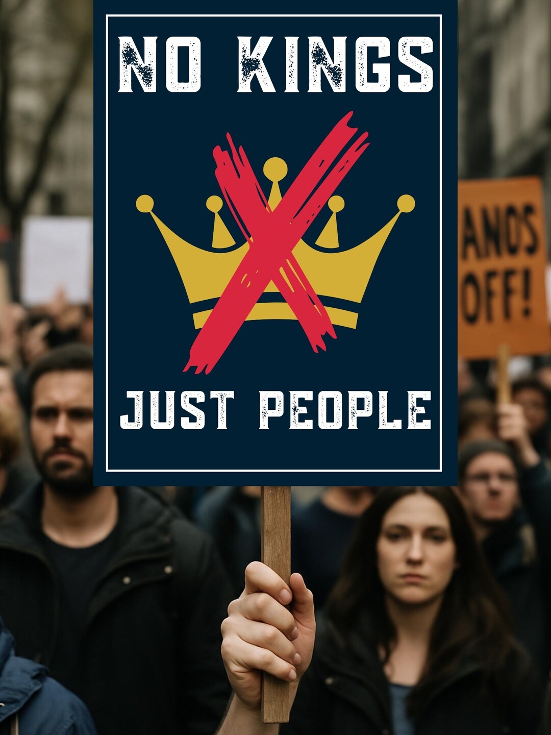 No Kings Just People Protest Sign, Political March Poster, Activist ...