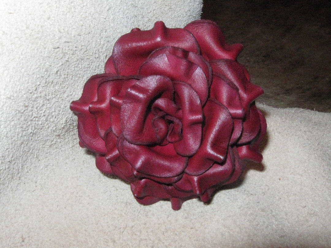 Full Size Sculpted Red Leather Rose - Etsy