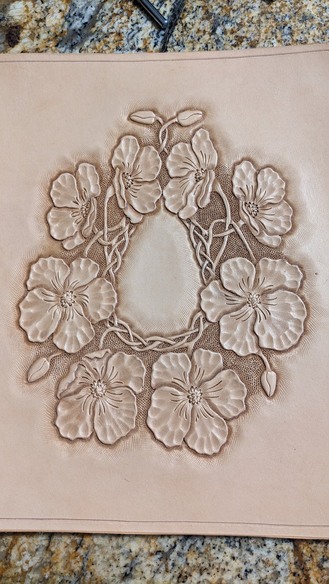 Digital Leather Carving Pattern Poppy Flowers - Etsy