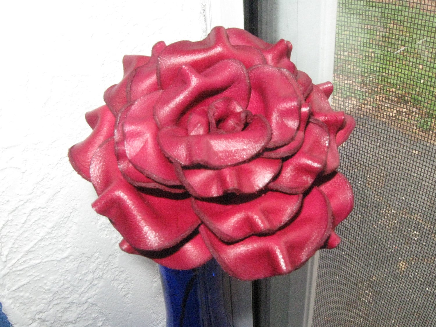 Full Size Sculpted Red Leather Rose - Etsy