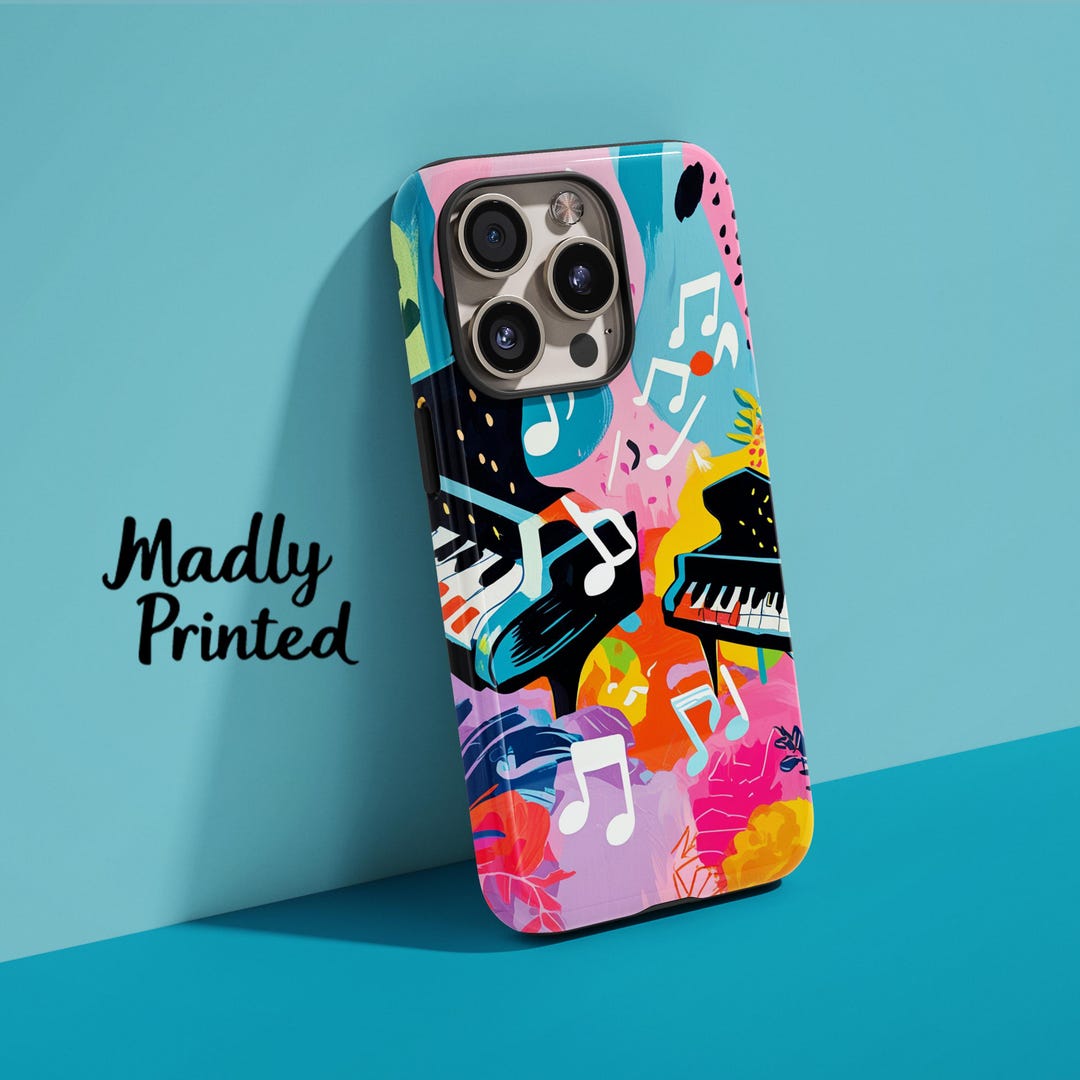 Grand Piano & Musical Notes Phone Case for iPhone 16 Pro Max, 15 Plus ...