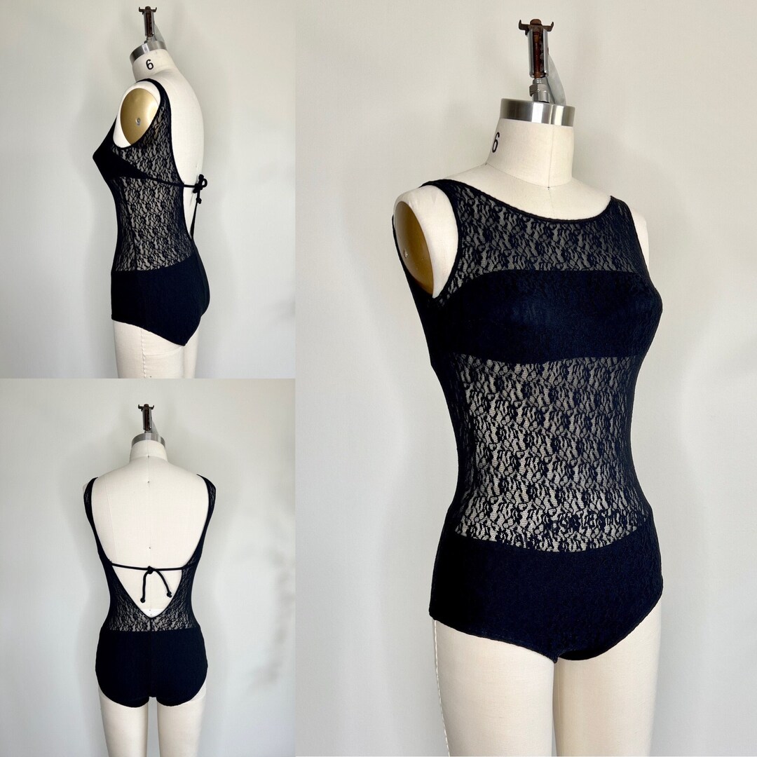1960s scandal Suit Black Swimsuit One Piece Sz - Etsy