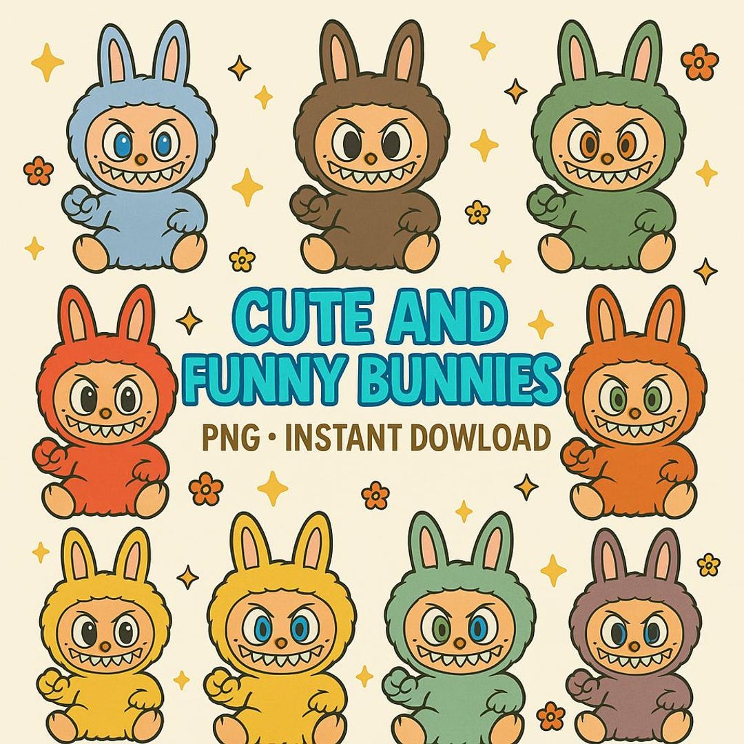 Cute Labubu 2D Bundle, PNG ONLY, Instant Download, New Colors, Suitable ...