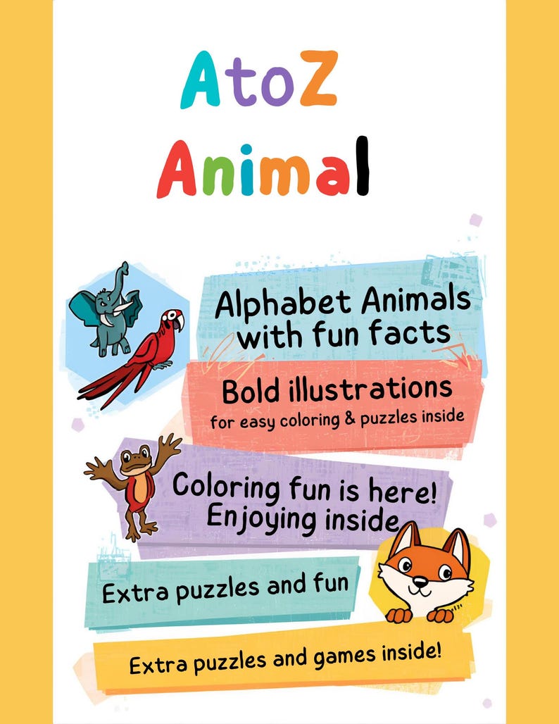 Alphabet Animals Coloring Book With Fun Facts - Etsy UK