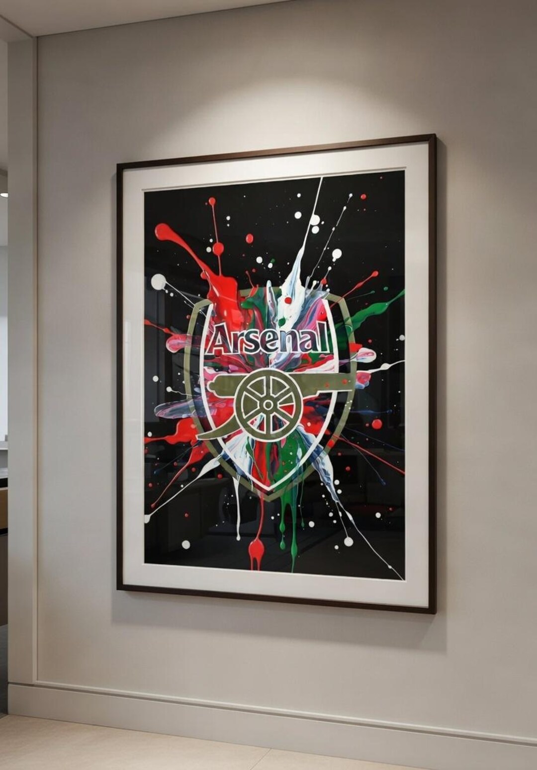 Arsenal Shield Art Print | Vibrant Paint Drip, Gunners Fan Decor (PNG ...