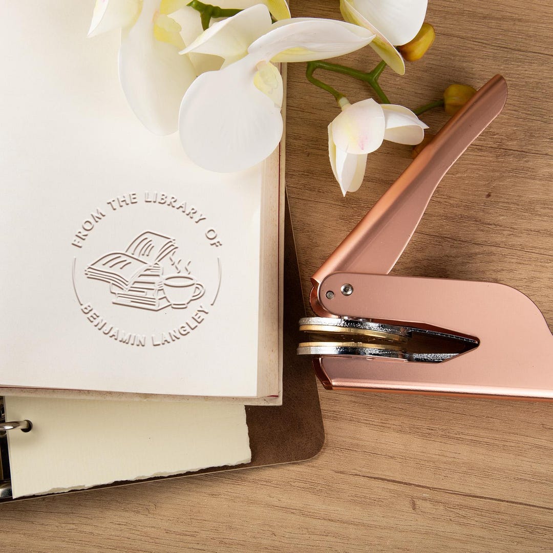 Personalized Pink Book Embosser, From the Library of Book Embosser ...
