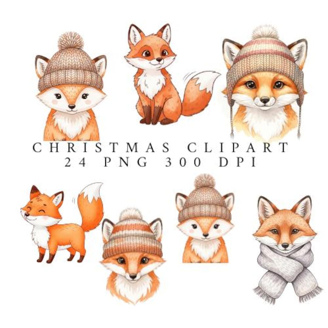 Watercolor Winter Fox Clipart Set – 24 PNG Images (digital Download) - Etsy