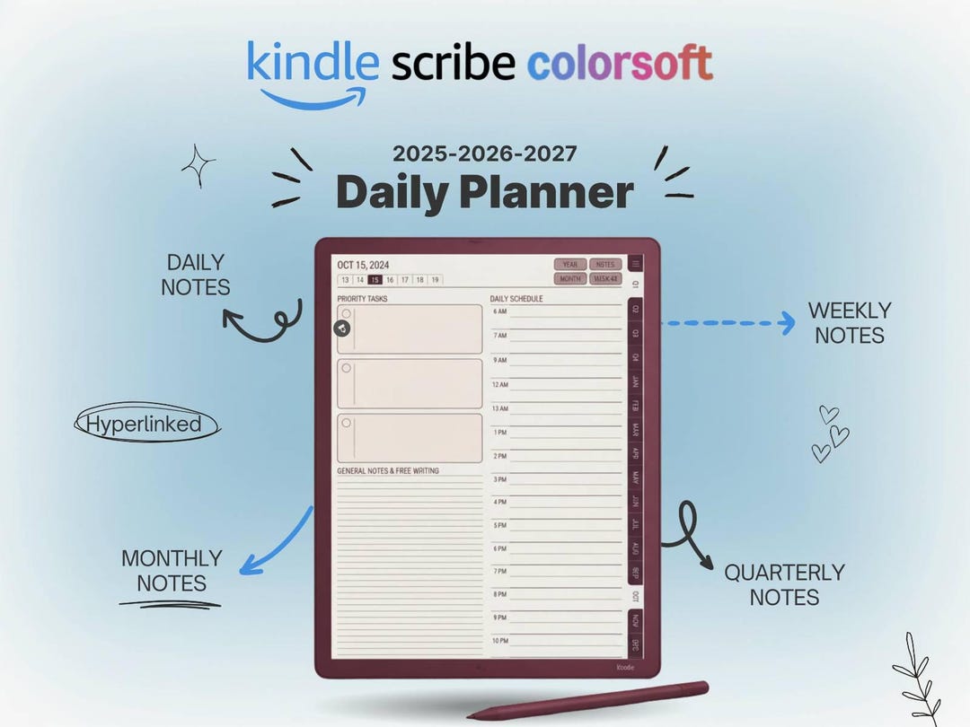 Kindle Scribe Colorsoft Daily Planner 2026-2027 | Hyperlinked PDF ...