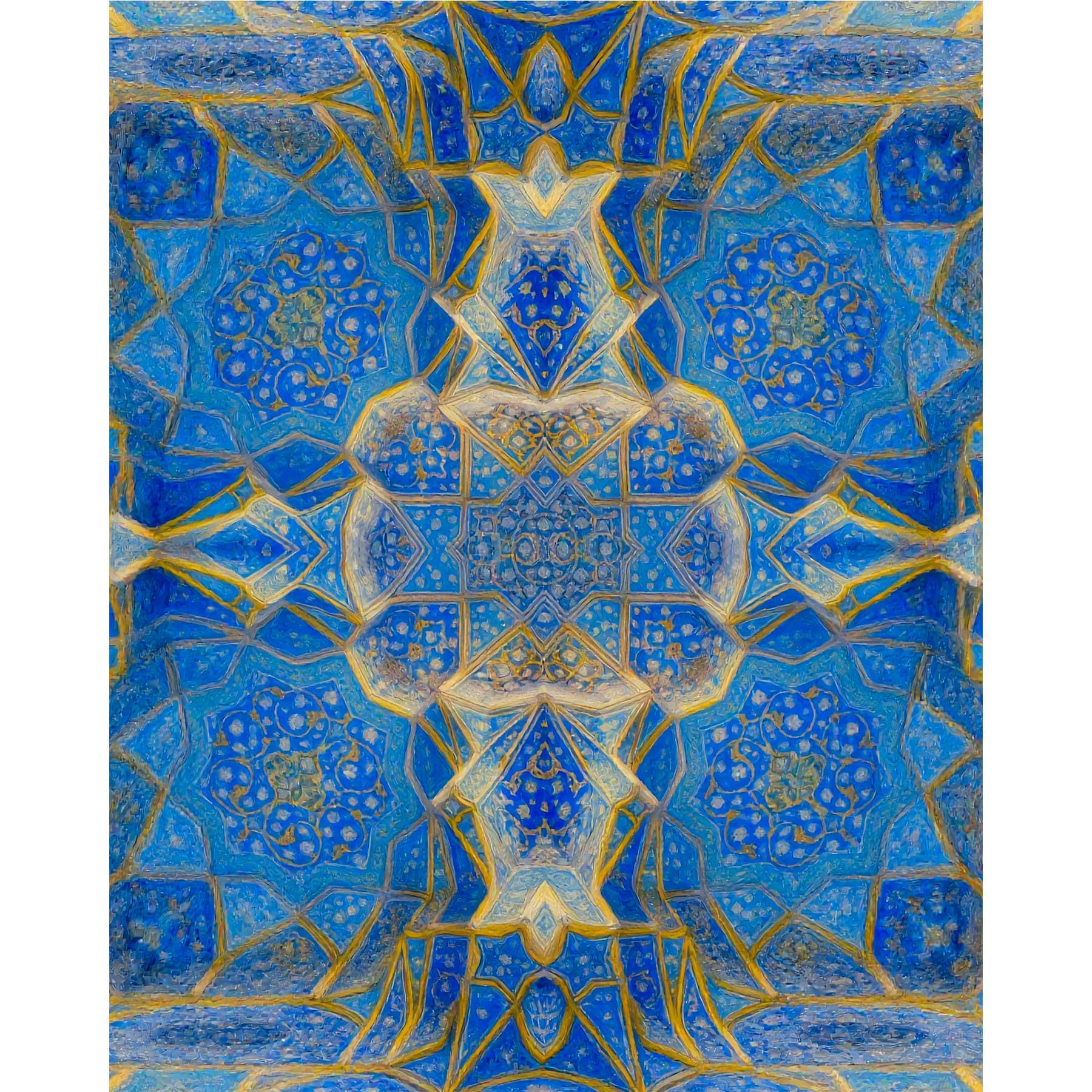 Iran Blue Tile Pattern Canvas Print, Persian Geometric Wall Art ...