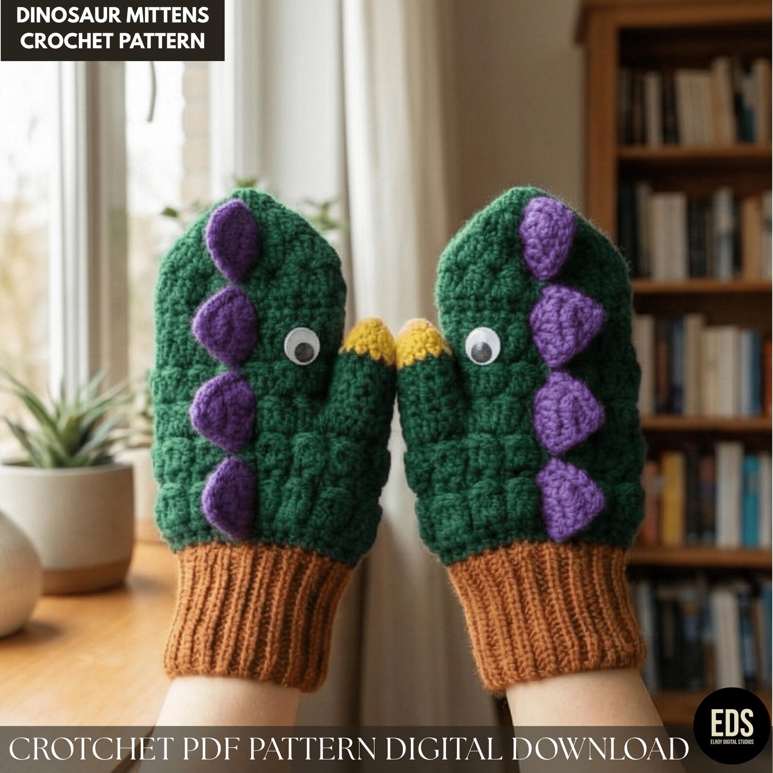 Forest Dinosaur Mittens Crochet Pattern PDF – Bobble “dragon Scale ...