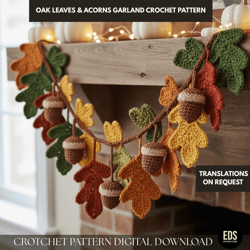 Oak Leaf Crochet Garland - Etsy UK