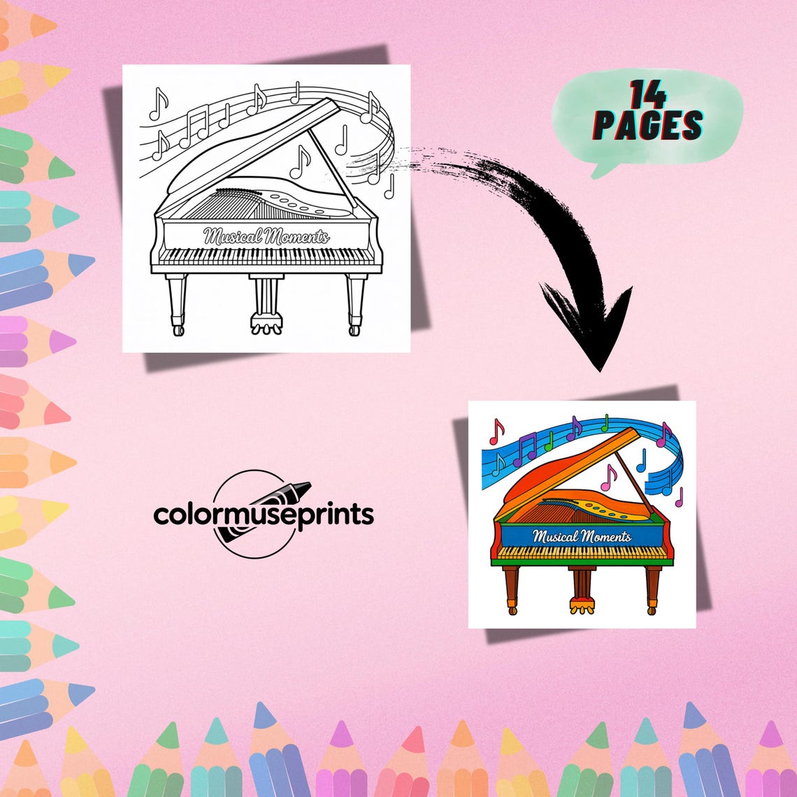 Musical Instruments Coloring Book Printable, Music Coloring Pages for ...