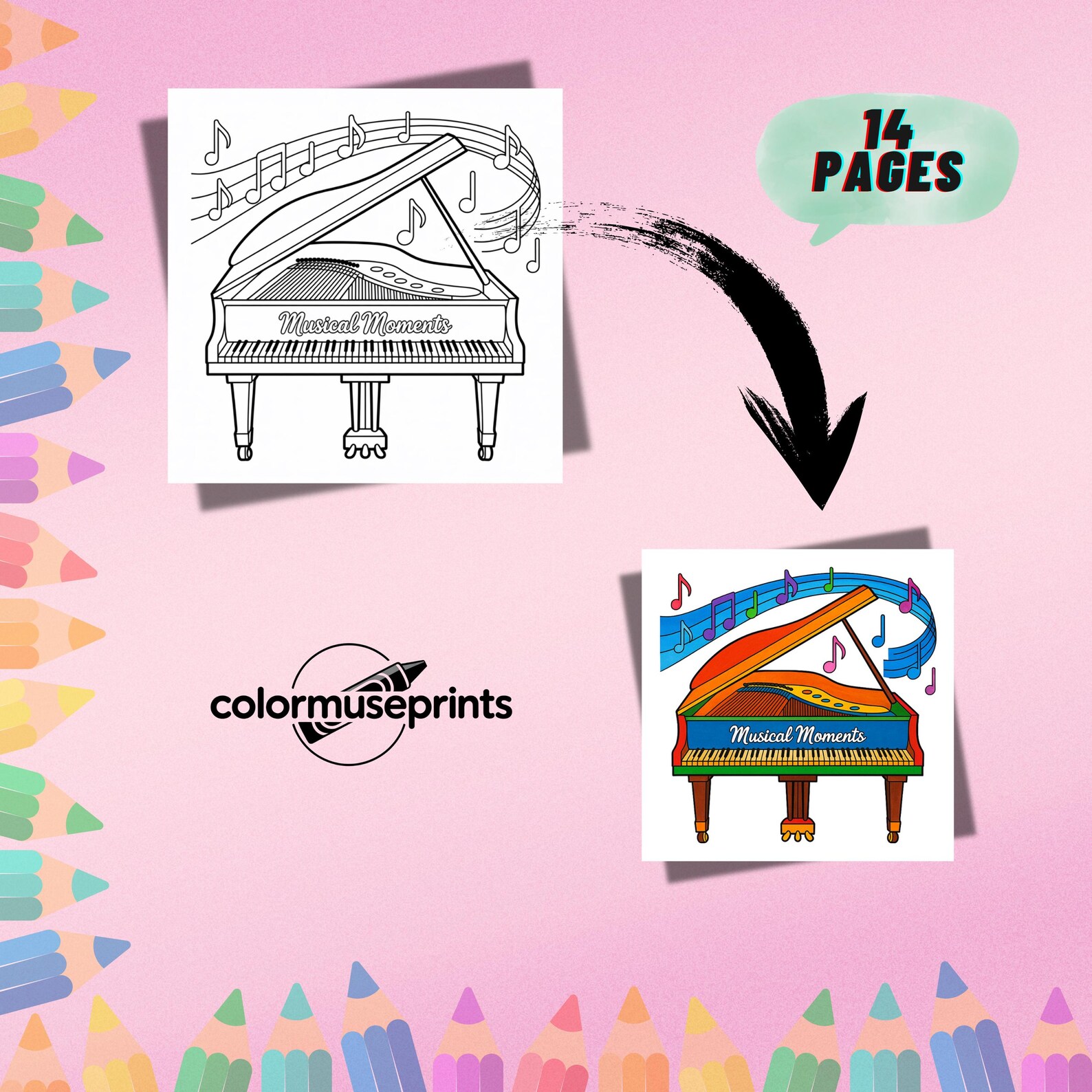 Musical Instruments Coloring Book Printable, Music Coloring Pages for ...
