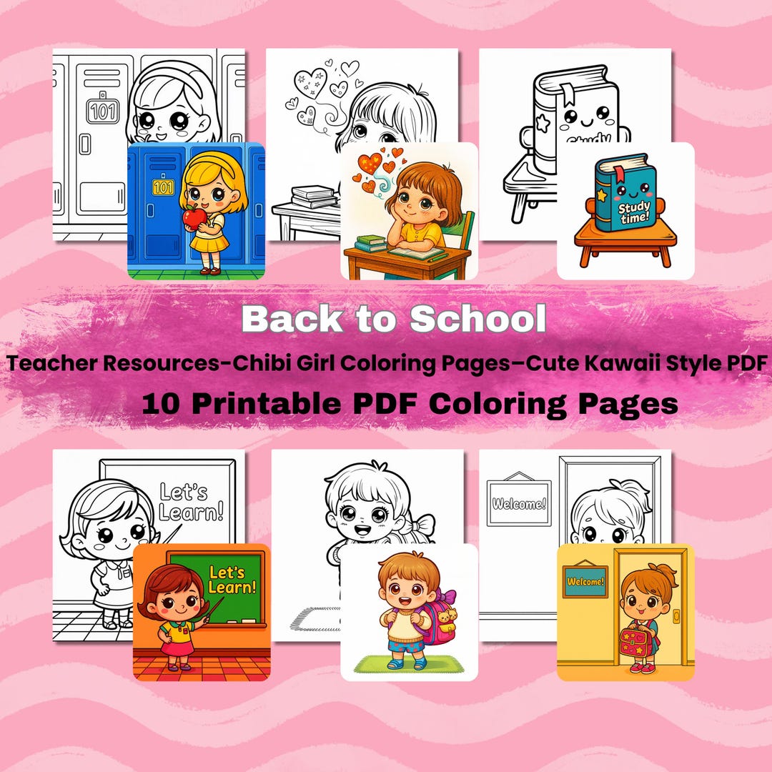 Back to School Chibi Girl Coloring – Cute Kawaii PDF, Preschool ...