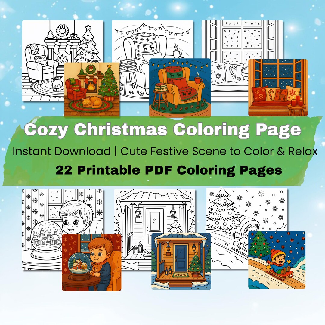Christmas Coloring Pages Printable PDF | Holiday Coloring Book for Kids ...