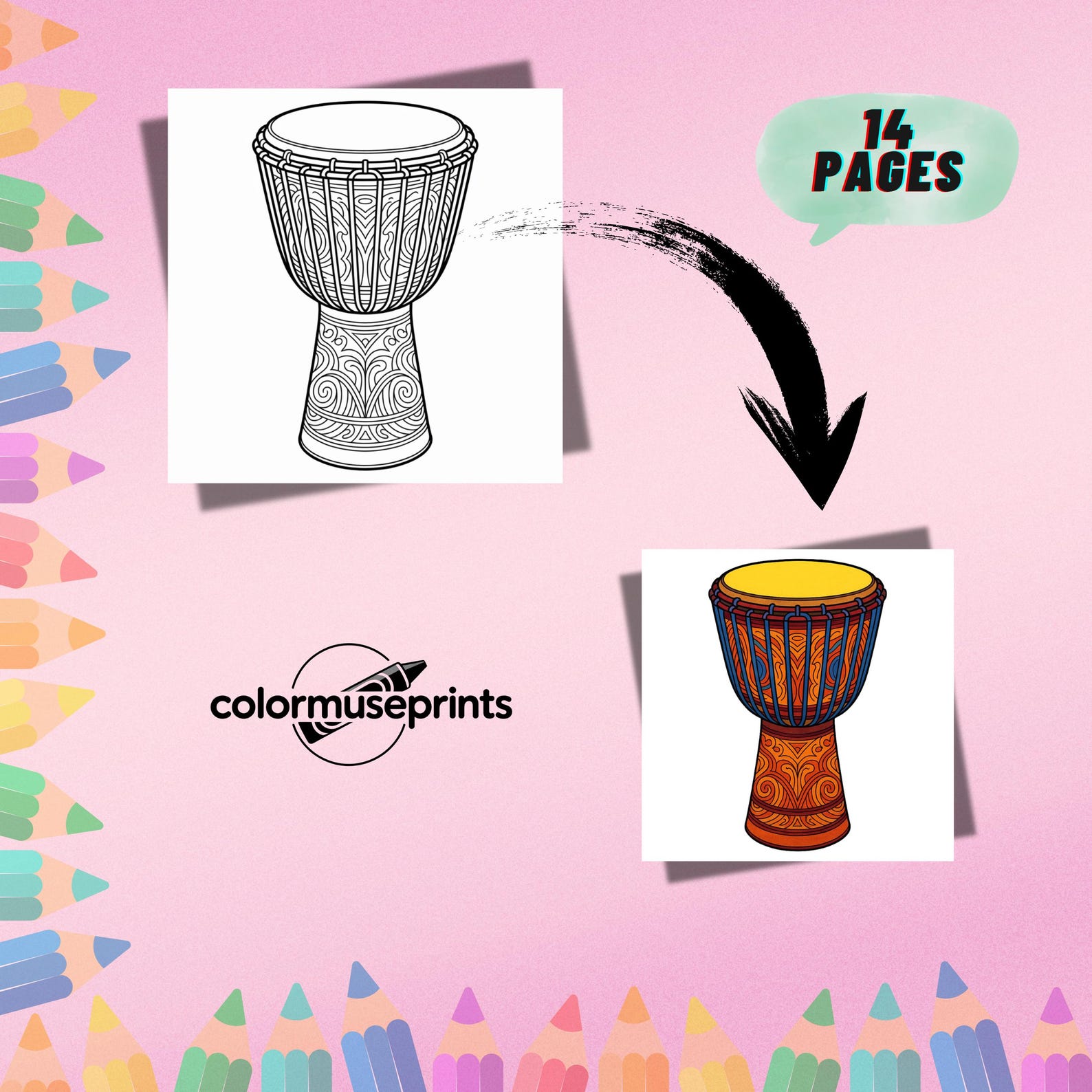 Musical Instruments Coloring Book Printable, Music Coloring Pages for ...