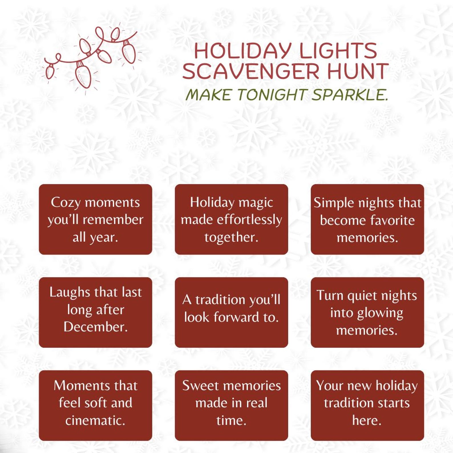 Holiday Lights Scavenger Hunt Photo Challenge Edition | 5-card ...