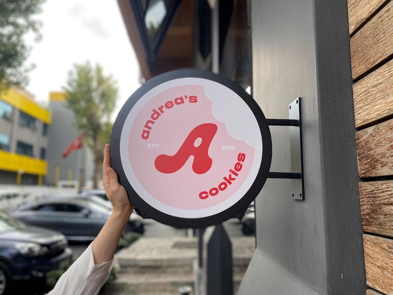 Custom Round Blade Sign, Wall Mounted, Business Logo, Double-sided ...