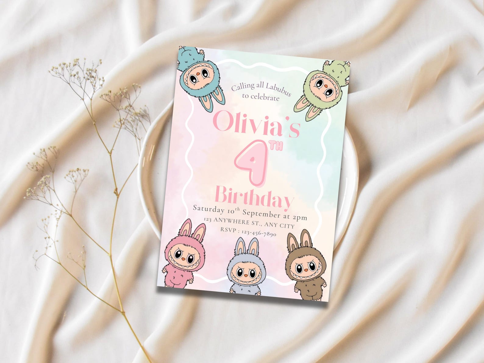 Labubu Birthday Invitation | Labubu Birthday Party | Editable Party ...