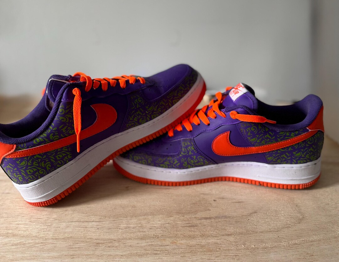 Custom Nike Air Force 1 – Purple & Orange With Detailing - Etsy
