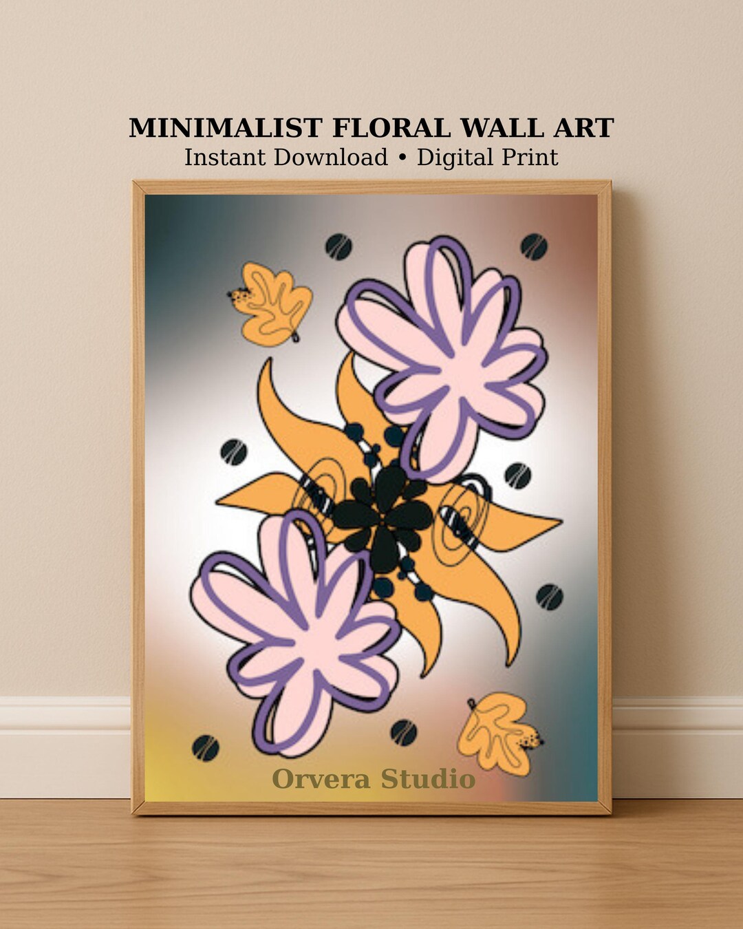 Minimalist Floral Wall Art Print – Abstract Botanical Line Art Decor ...