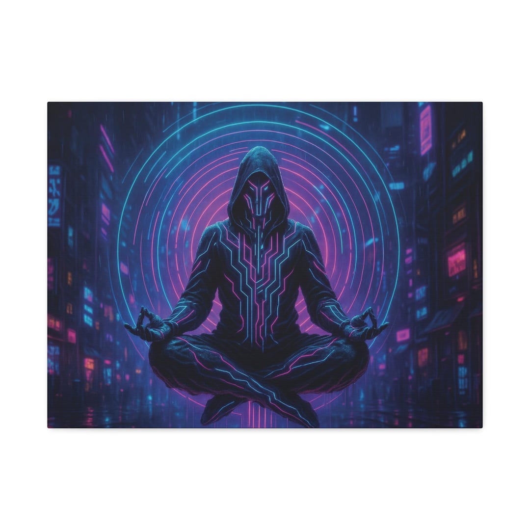 Cyberpunk Wall Art | Hacker Monk Poster | Futuristic Gaming Canvas ...