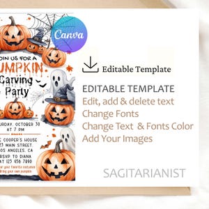 Halloween Pumpkin Carving Party Invitation | Editable Digital Download ...
