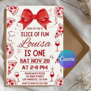 Pizza 1st Birthday Invitation | Editable Digital Download | Slice of ...