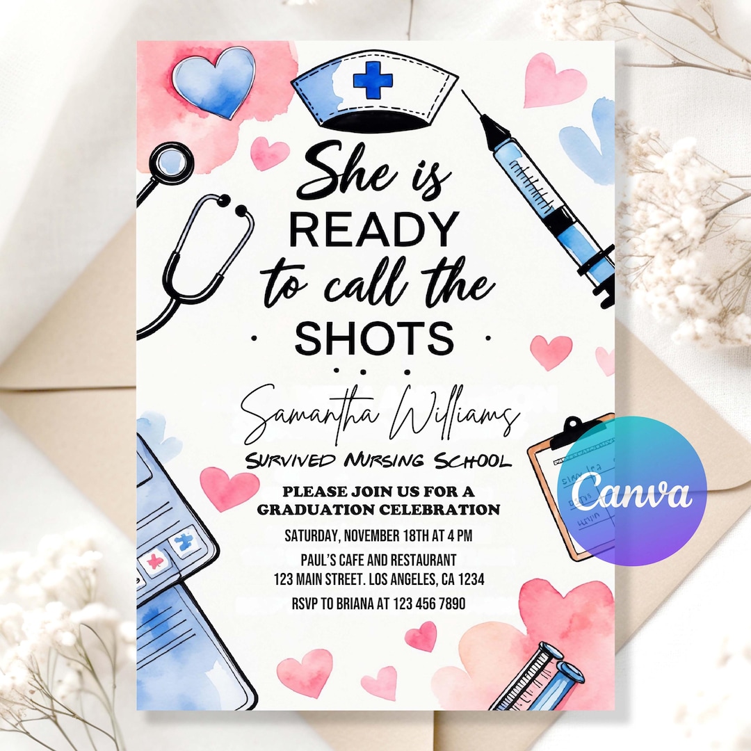 Nurse Graduation Party Invitation | Editable Medical School Grad Invite ...