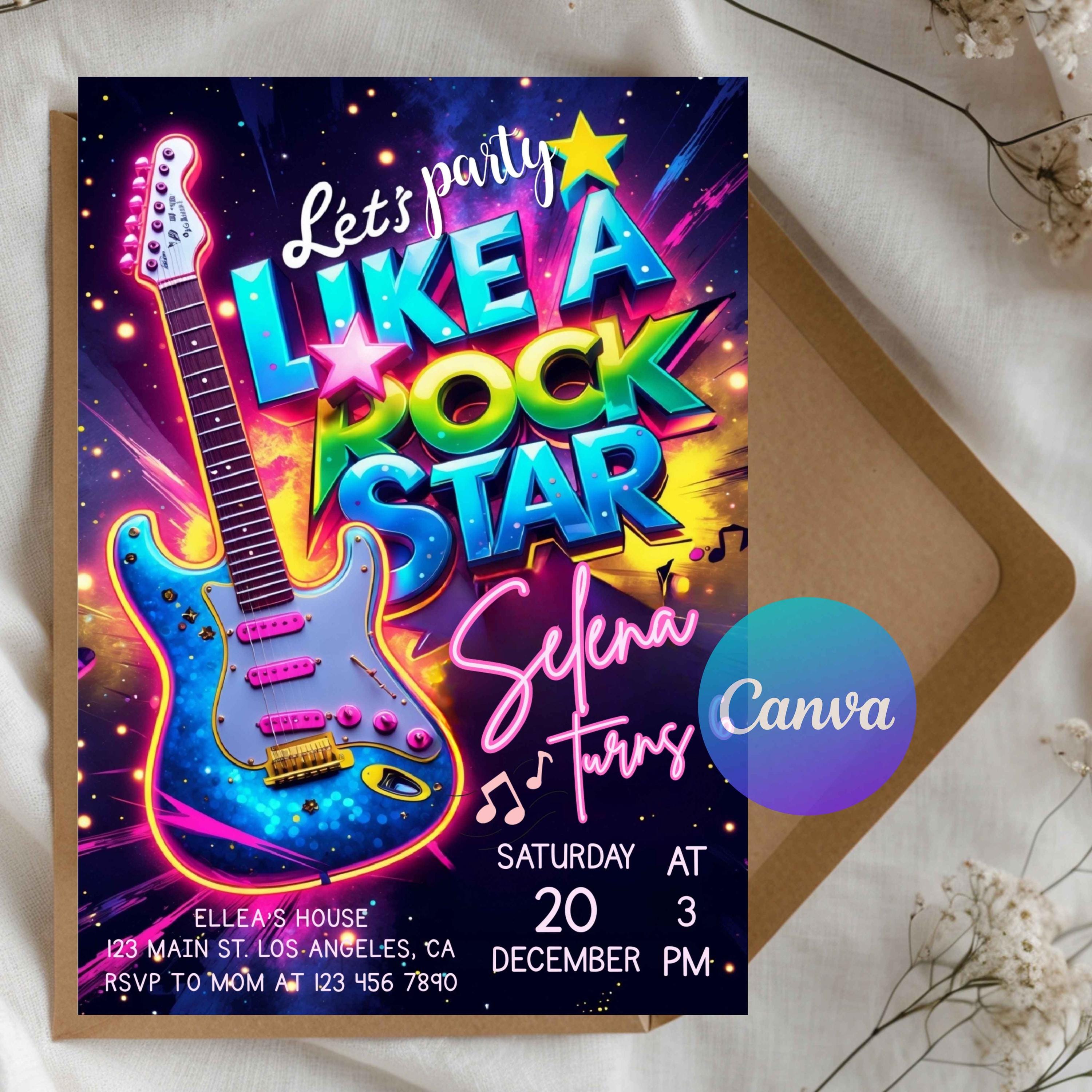 Rockstar Birthday Invitation | Editable Digital Download | “party Like ...