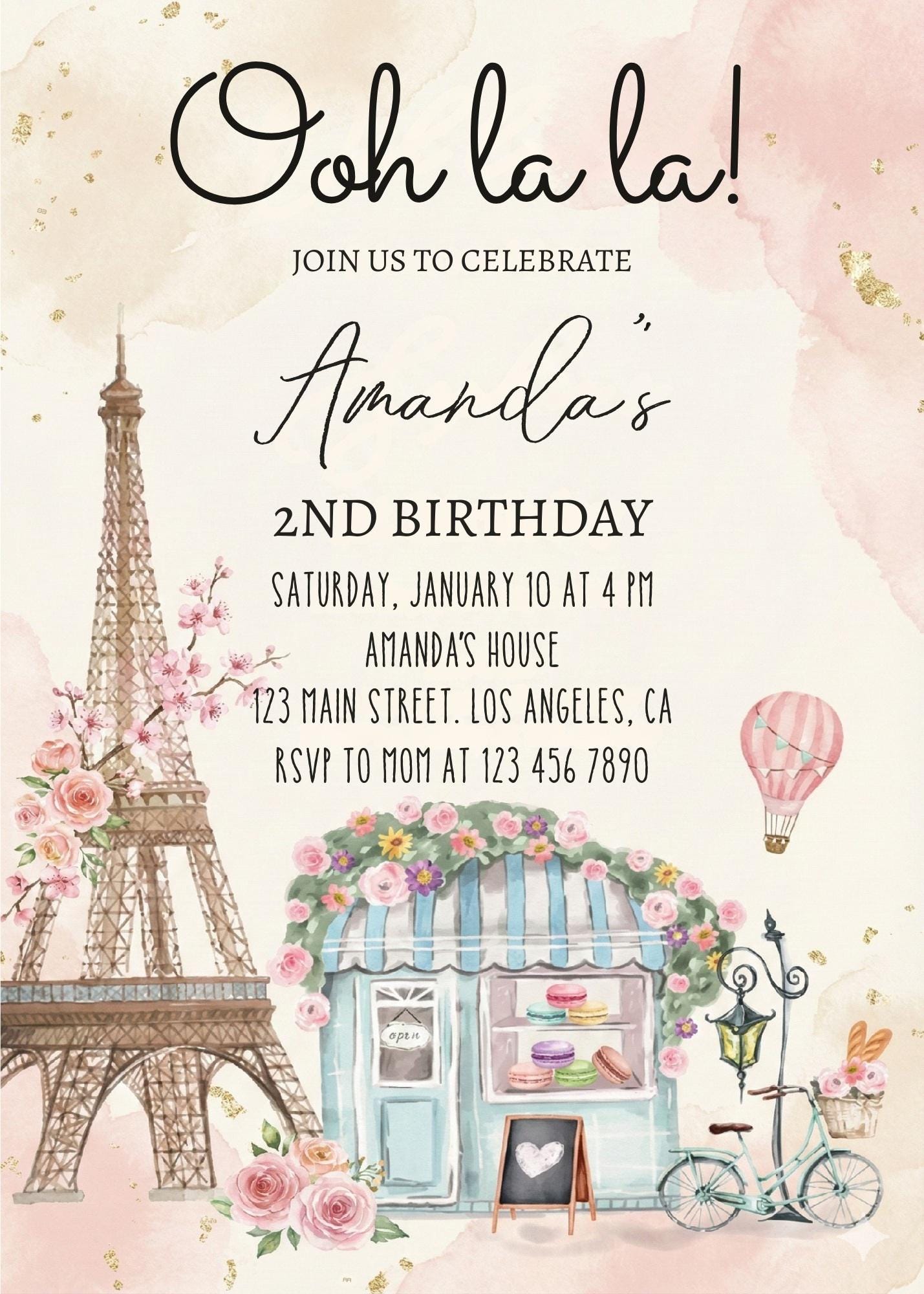 Paris Birthday Invitation, French Patisserie Party Invite, Parisian ...
