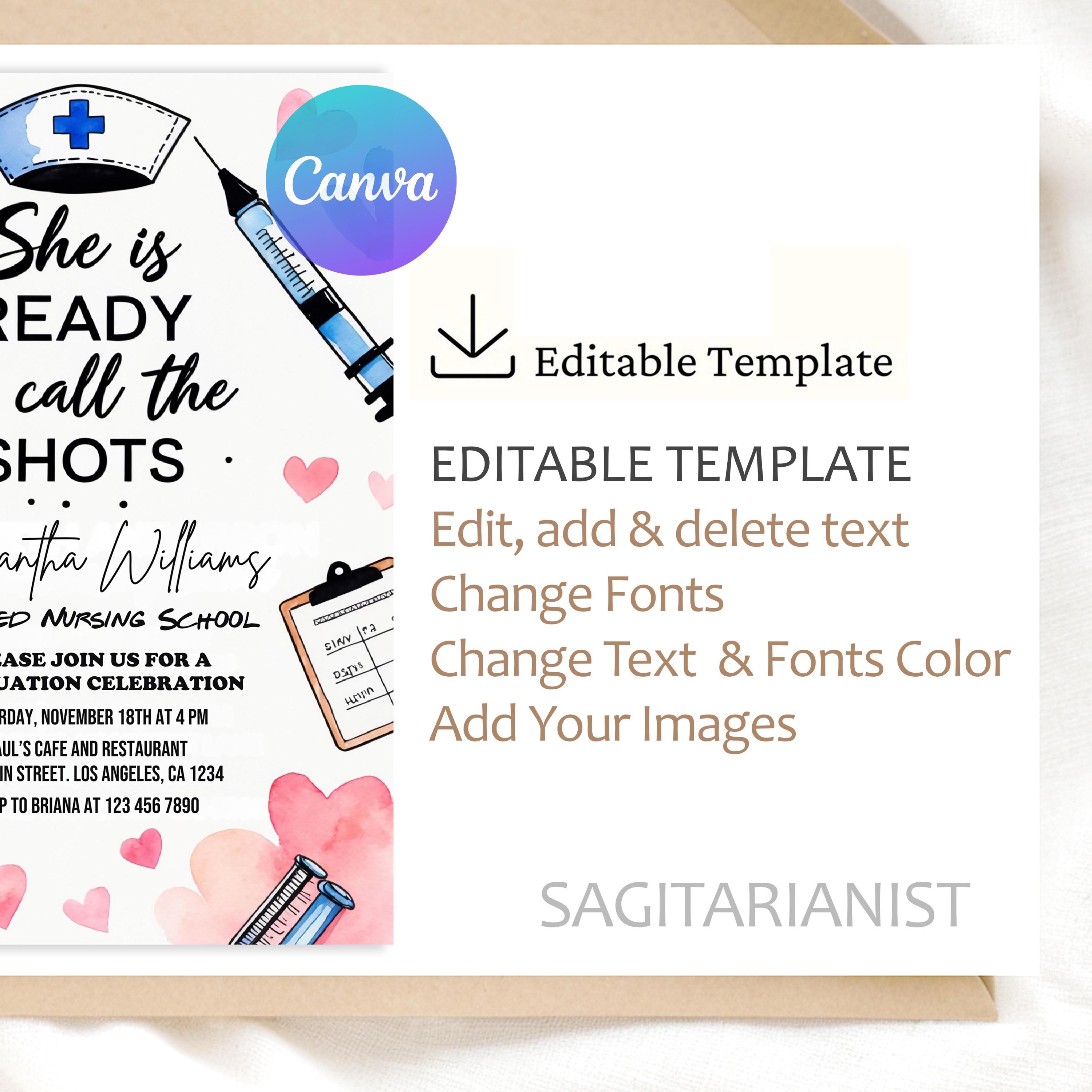 Nurse Graduation Party Invitation | Editable Medical School Grad Invite ...