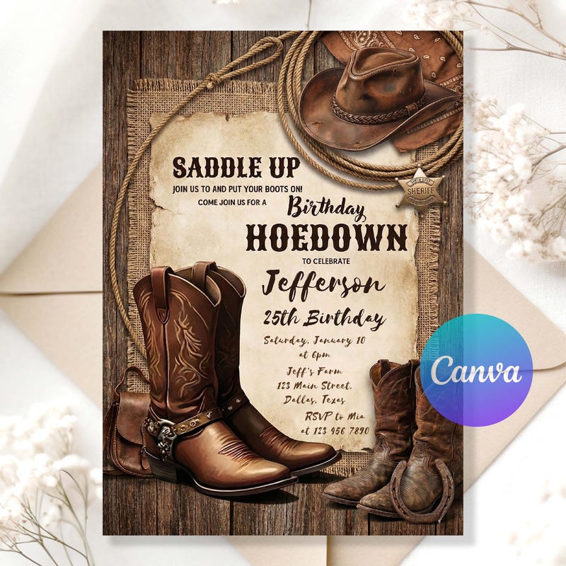 Cowboy Invite for Men - Etsy UK