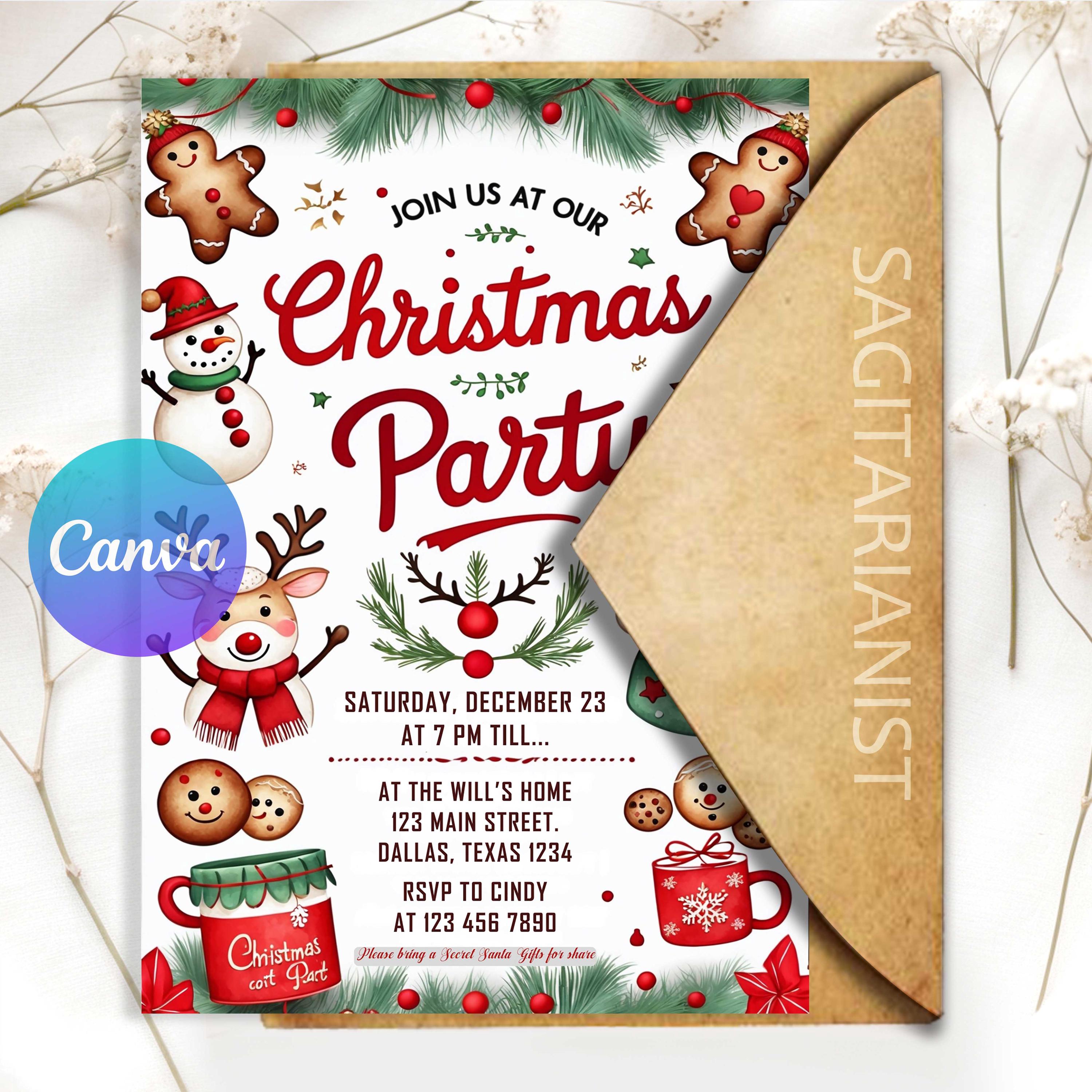 Christmas Party Invitation | Kids Holiday Party Invite | Editable ...