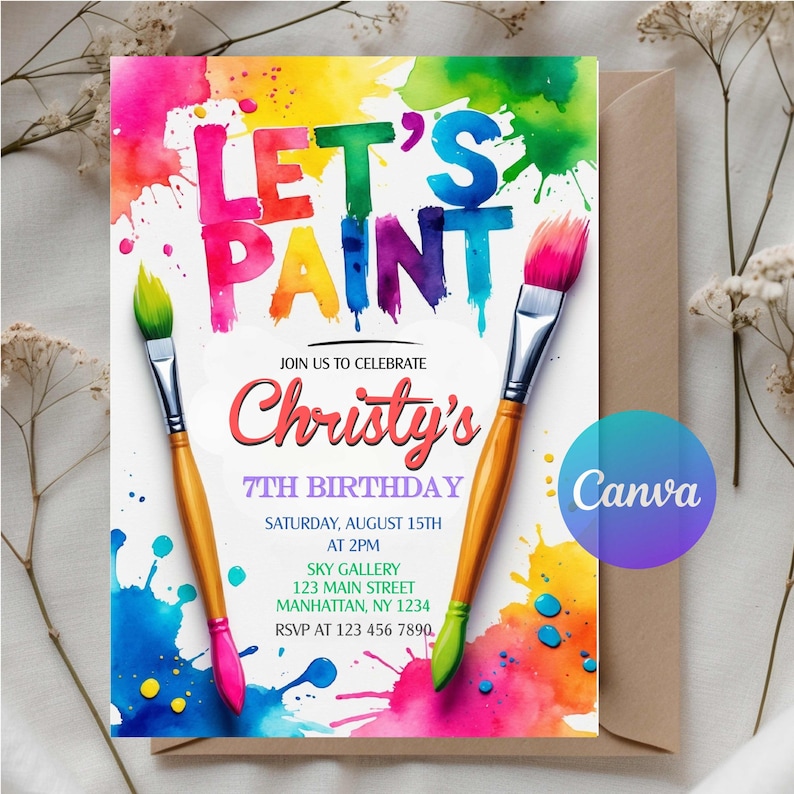Painting Birthday Invitation | Editable Digital Download | Little ...