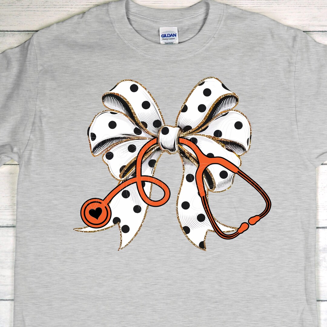 Orange Stethoscope Bow: Coquette Style Dalmatian Print, Nursing ...